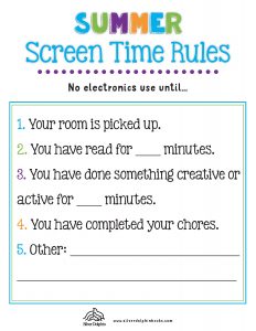 Summer "Screen Time Rules" Checklists - Silver Dolphin Books